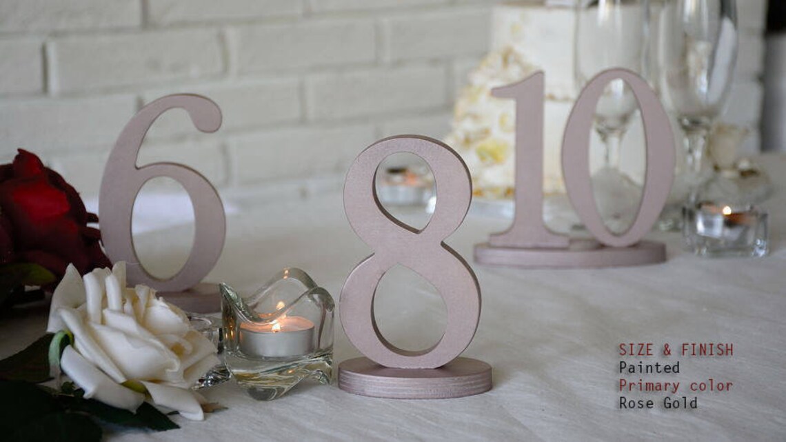 Rose Gold Numbers Modern Table Numbers Metallic Gold Silver | Etsy