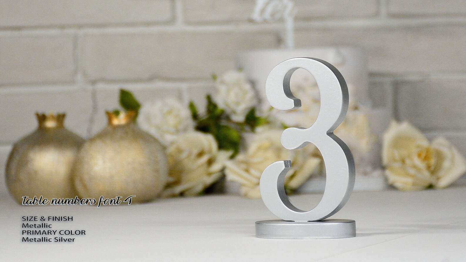 Rose Gold Numbers Modern Table Numbers Metallic Gold Silver - Etsy