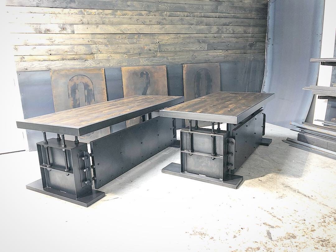 Foster Desk: Industrial Steel Base, Custom Wood or Glass Top - Etsy