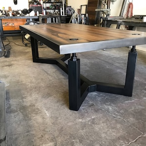 Solid Wood Hemlock Table, Steel Frame, Industrial Design - Etsy New Zealand