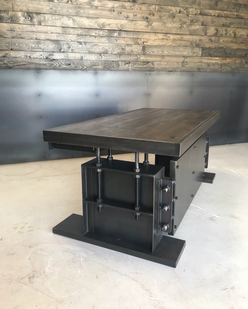 Foster Desk: Industrial Steel Base, Custom Wood or Glass Top - Etsy