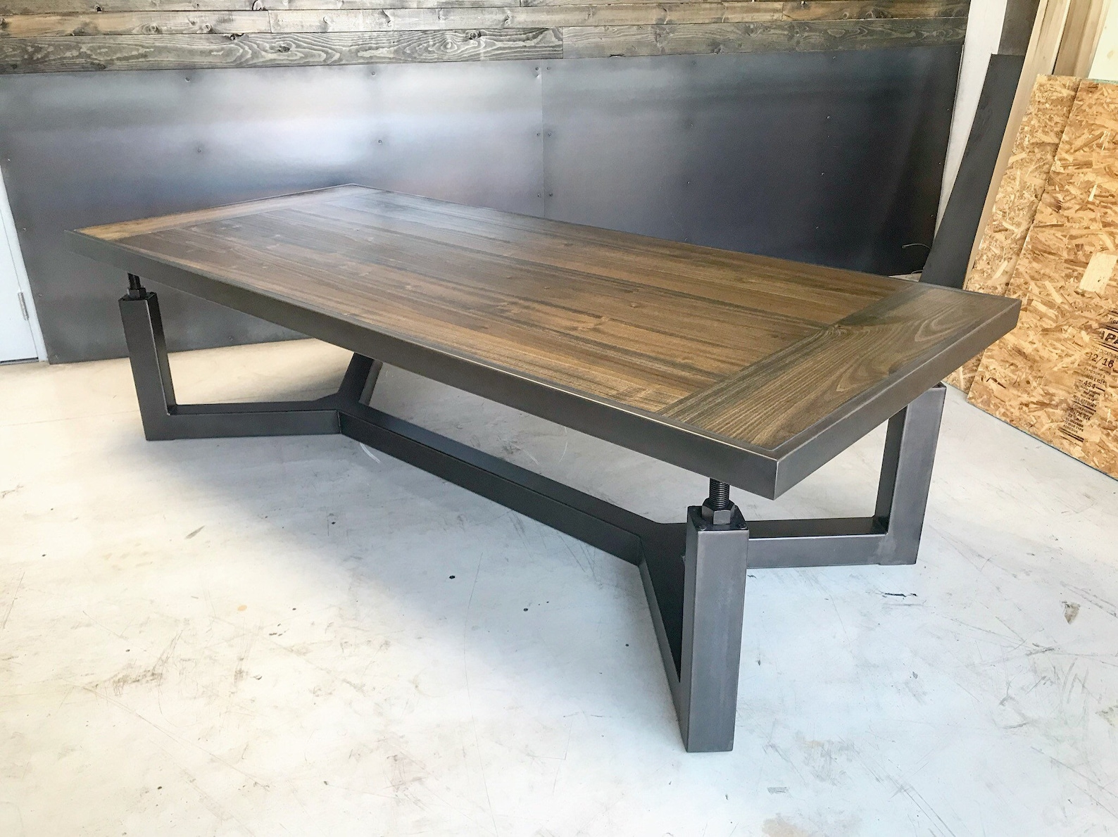 Solid Wood Hemlock Table, Steel Frame, Industrial Design - Etsy