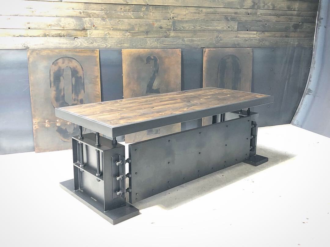 Foster Desk: Industrial Steel Base, Custom Wood or Glass Top - Etsy