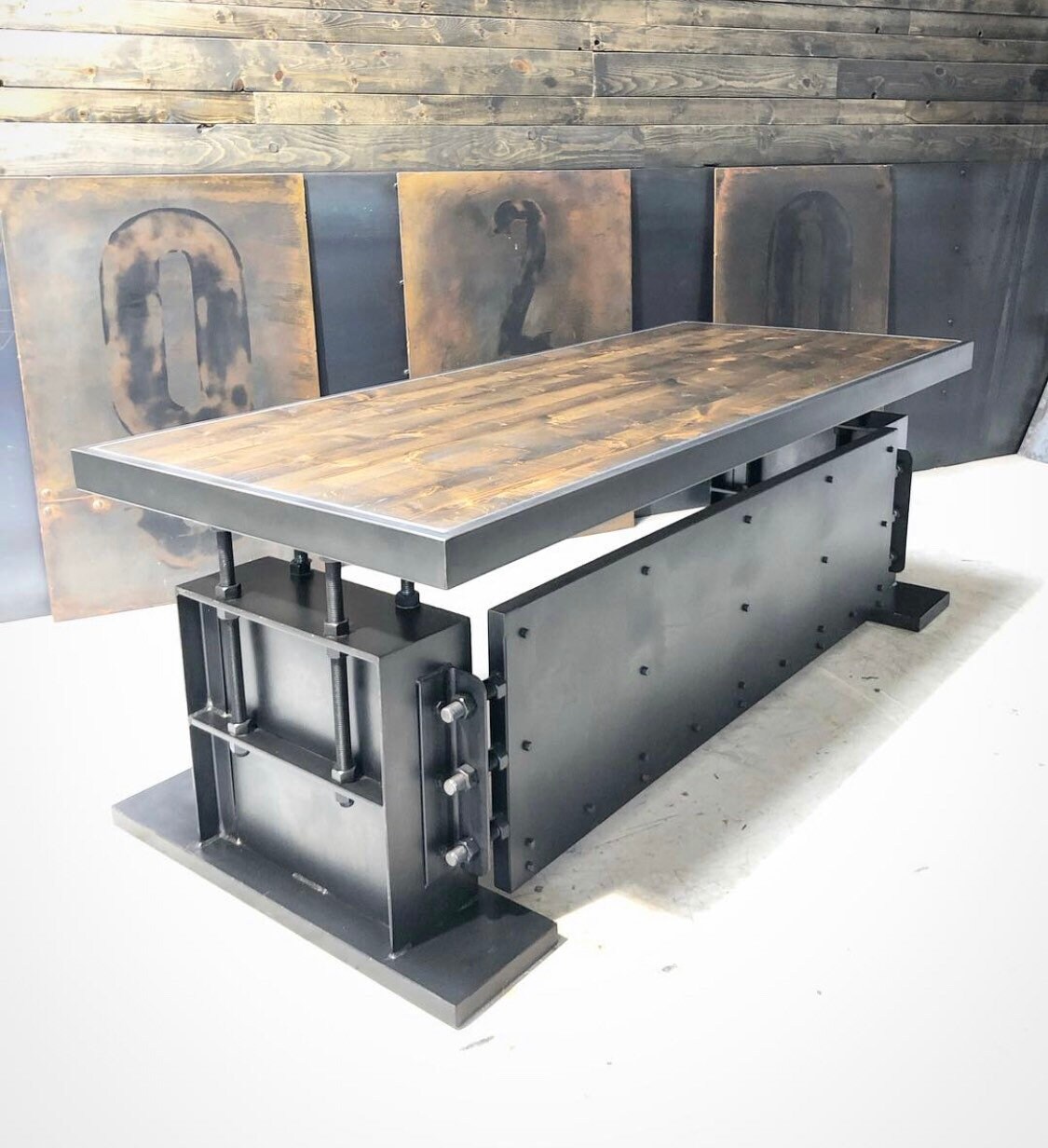 Foster Desk: Industrial Steel Base, Custom Wood or Glass Top - Etsy