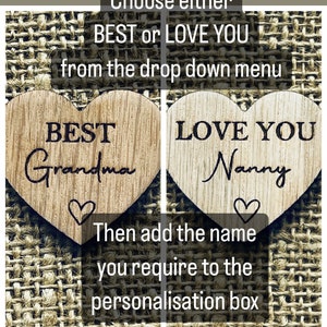 NAN POCKET HUG - Heart Shaped - Nanny Gift - Oak 4cm - Letterbox Gift ...