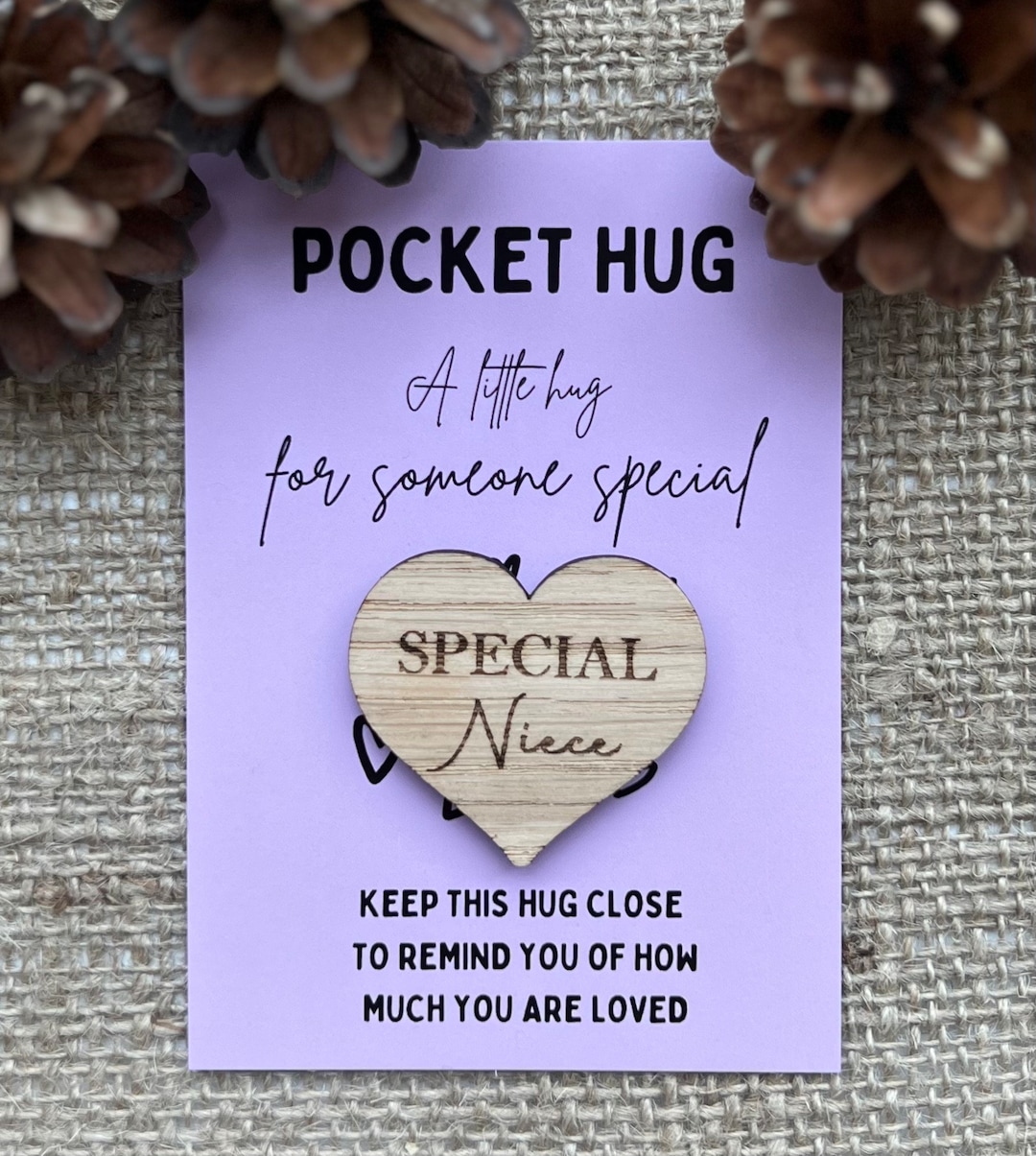 NIECE POCKET HUG Heart Shaped Niece Gift Oak 4cm - Etsy UK