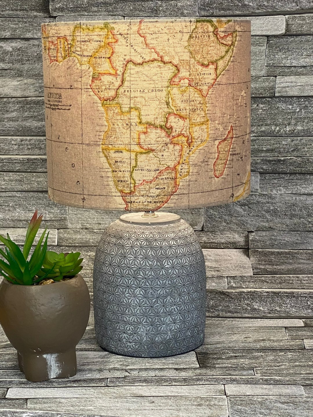 Map Drum Lampshade or Ceiling Shade Atlas Handmade Beige - Etsy UK