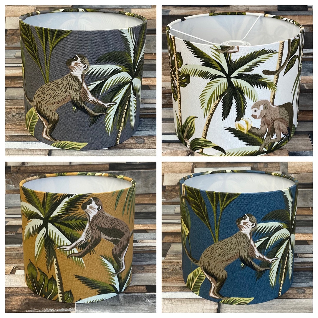 MONKEY DRUM LAMPSHADE or Ceiling Shade Handmade 20cm, 25cm, 30cm, 35cm ...