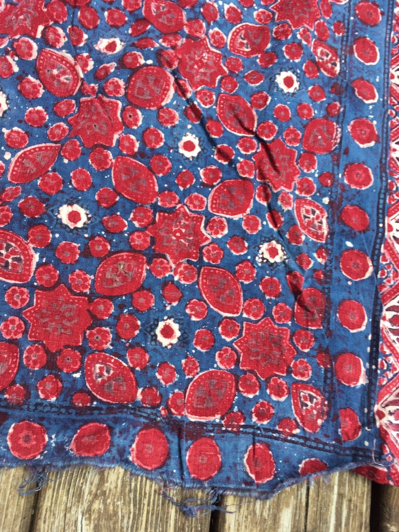 India Block Print Bedspread Sheet Hand Blocked Double Ajrakh Indigo ...