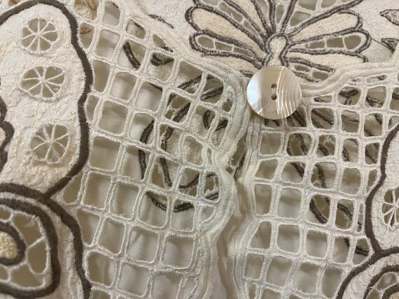 Rayon embroidered jacket crochet butterfly creme beig… - Gem