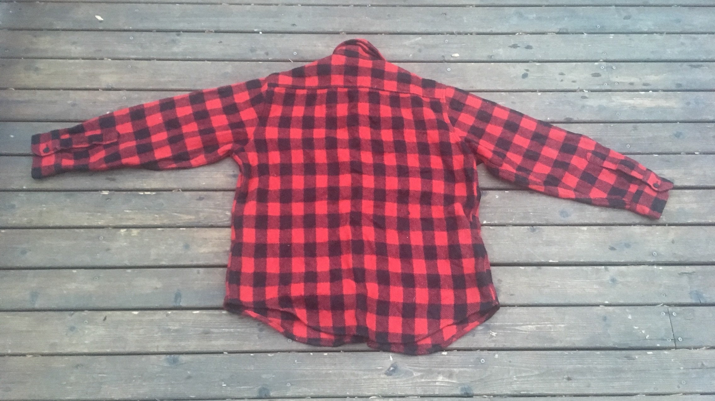 S/M 1970s Wool Shirt Red Black Plaid Buffalo Check Tartan Lumberjack ...