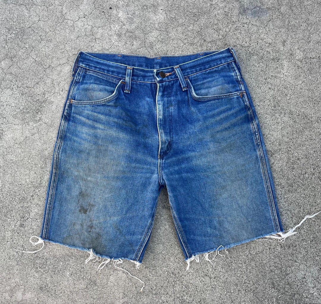 1970s Wrangler Jorts 30 31 32 Perfect Wear Long Blue Jeans Jean Shorts ...