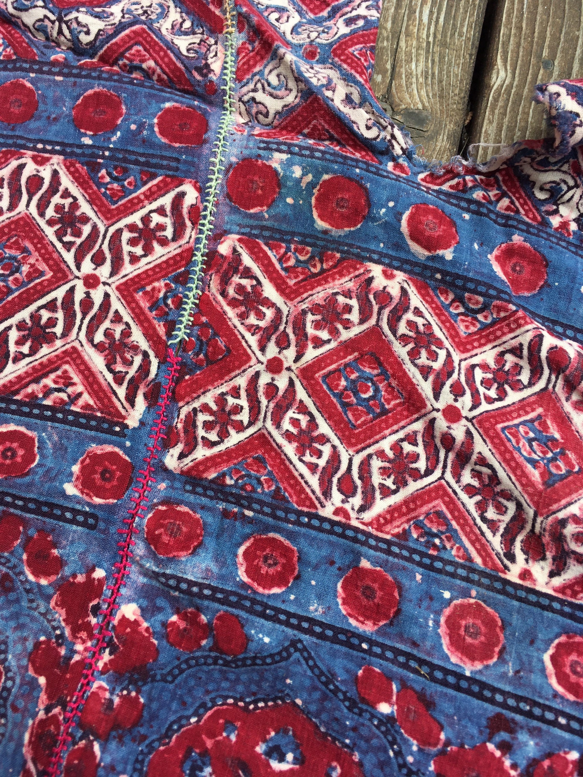 India Block Print Bedspread Sheet Hand Blocked Double Ajrakh Indigo ...