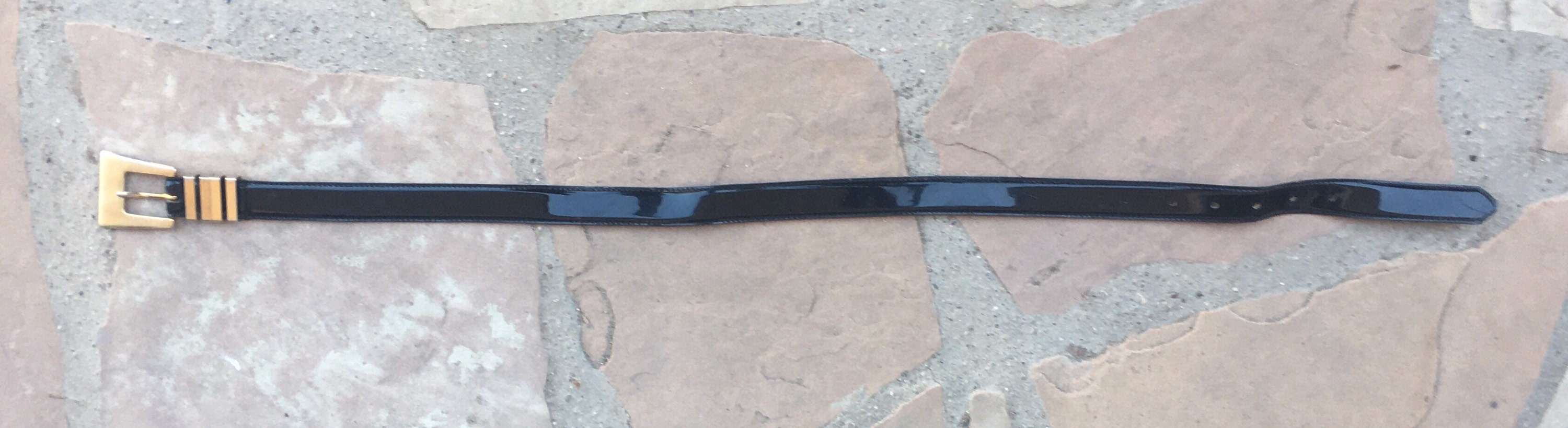 90s Statement Belt Black Patent Leather Shiny Gold XS S M Size - Etsy