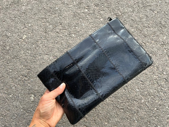 1970s python clutch 70s black real genuine snakeskin … - Gem
