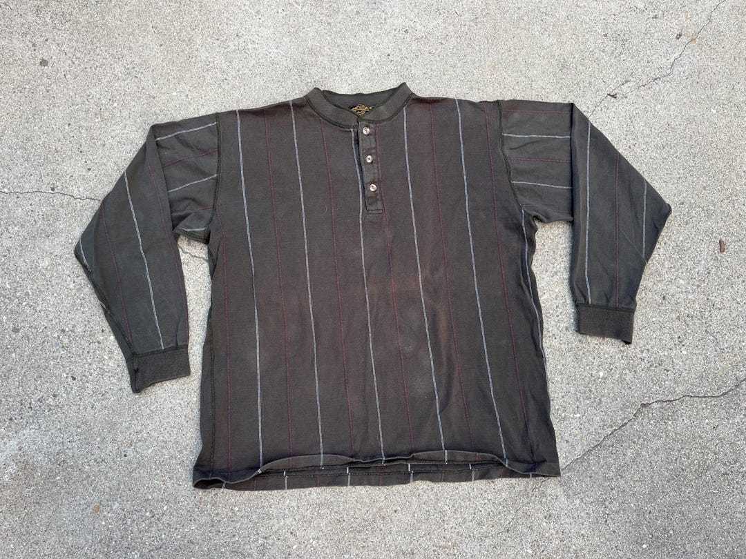 90s Eddie Bauer Henley T Shirt Long Sleeve Tee Olive Boomercore Dad ...