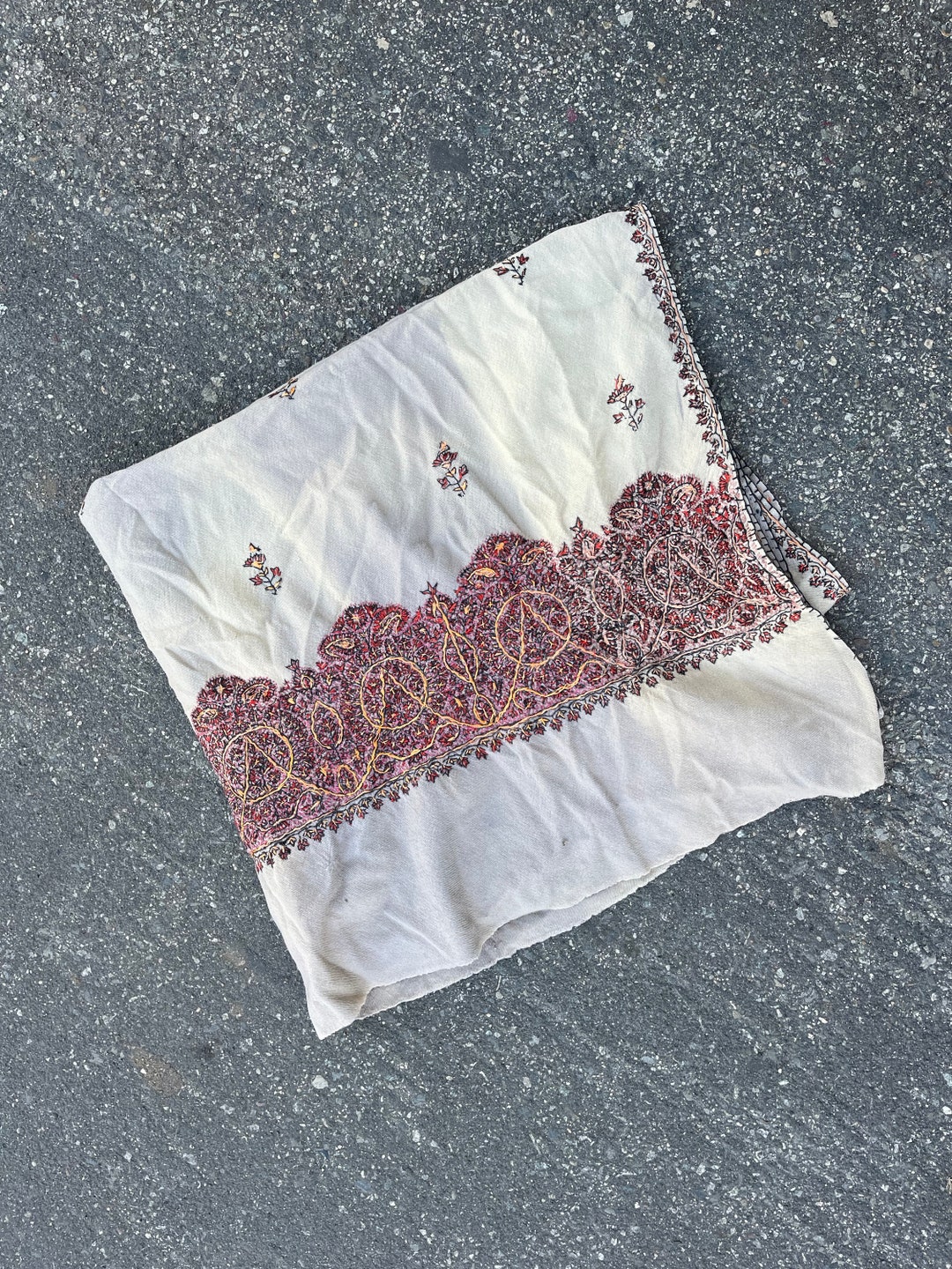 Hand Embroidered Kashmir Shawl Silk Embroidery 100 Wool Cashmere Warm ...