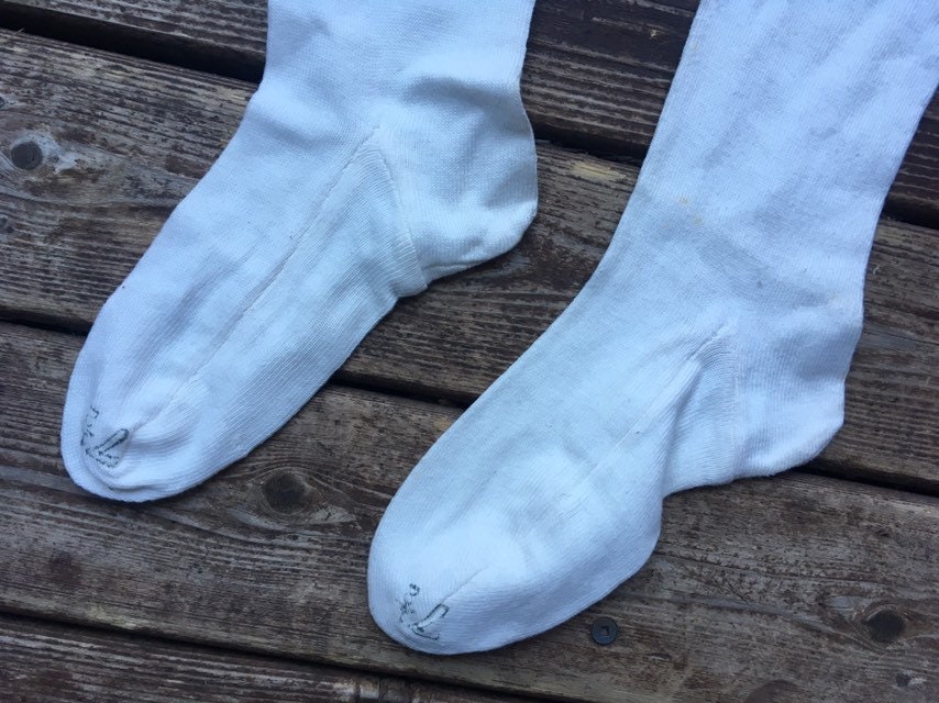Antique socks tall athletic stockings knee socks 7 1/2 white | Etsy