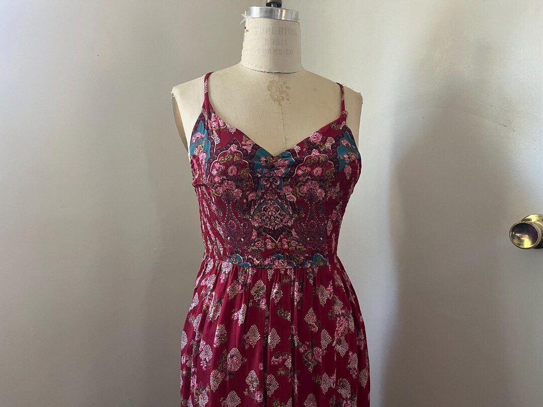 90s Rayon Slip Dress Angie Made in India 1990s M L Size Medium Large ...