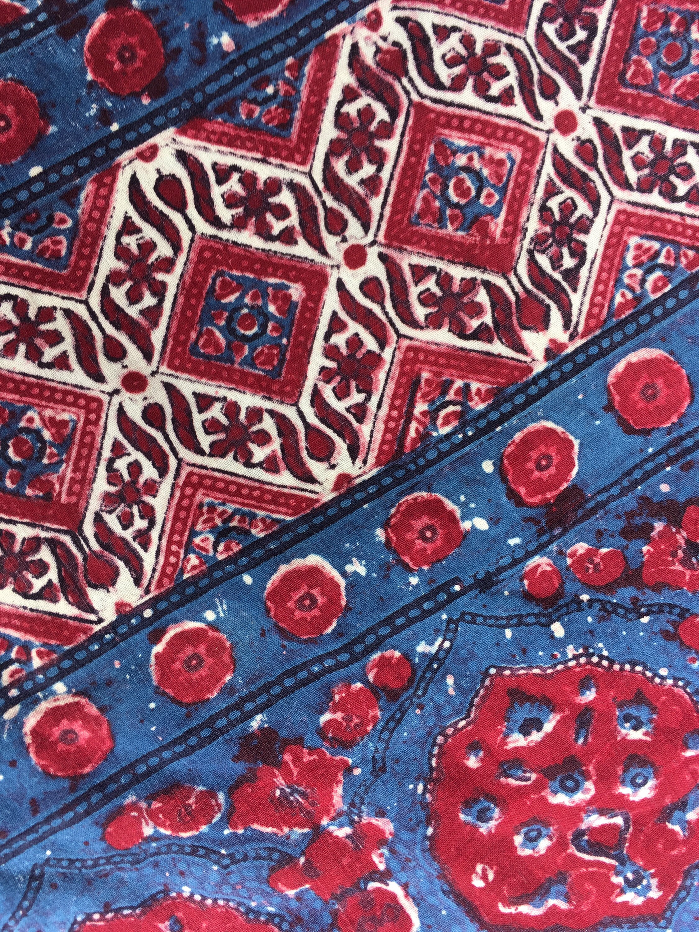 India Block Print Bedspread Sheet Hand Blocked Double Ajrakh Indigo ...