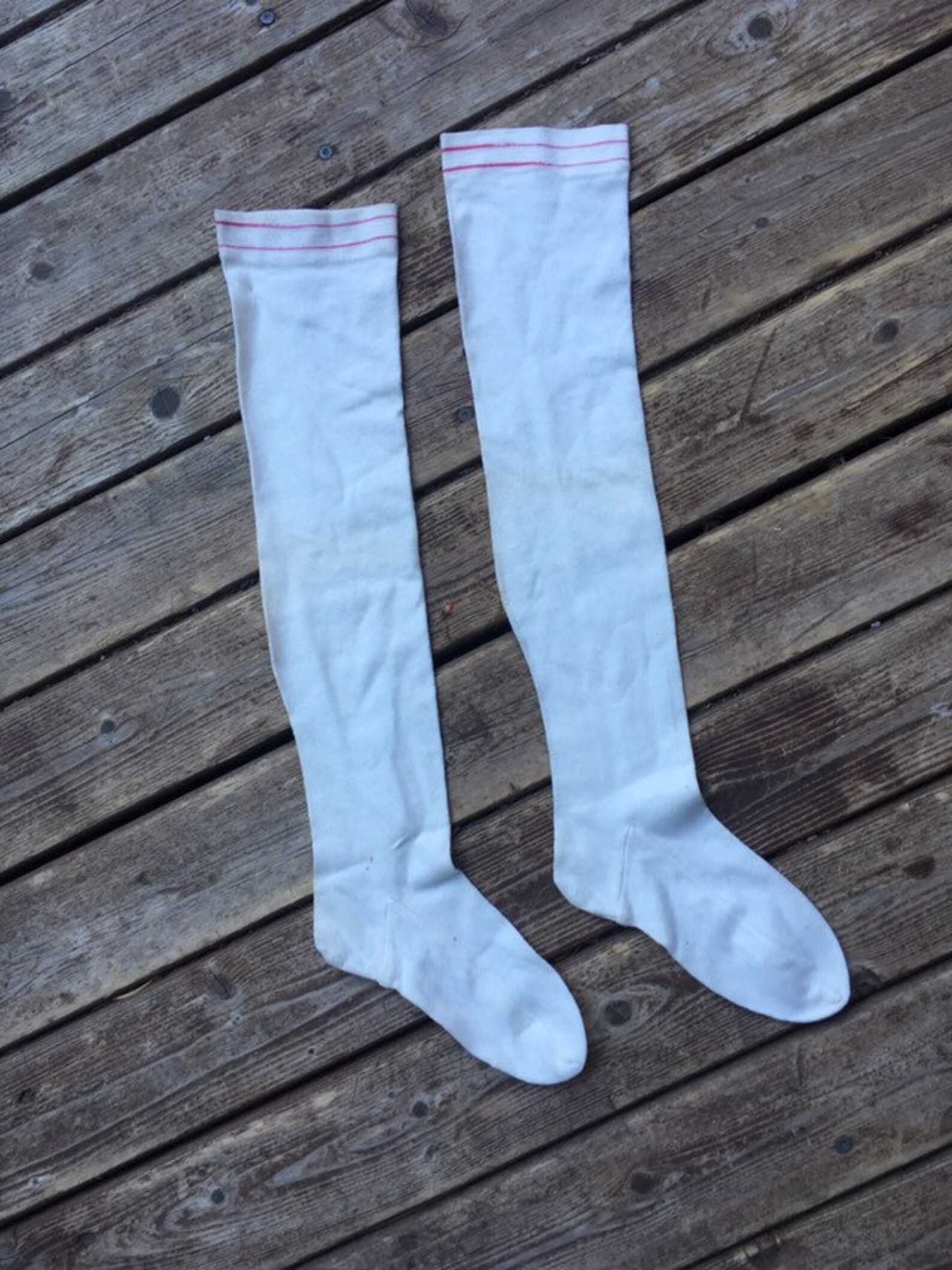 Antique socks tall athletic stockings knee socks 7 1/2 white | Etsy