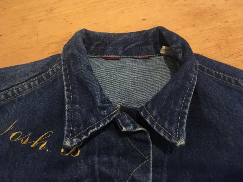 S/M Lee Denim Jacket USA Made Dark Blue Made in America Josh B - Etsy