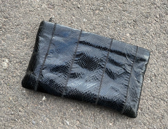 1970s python clutch 70s black real genuine snakeskin … - Gem