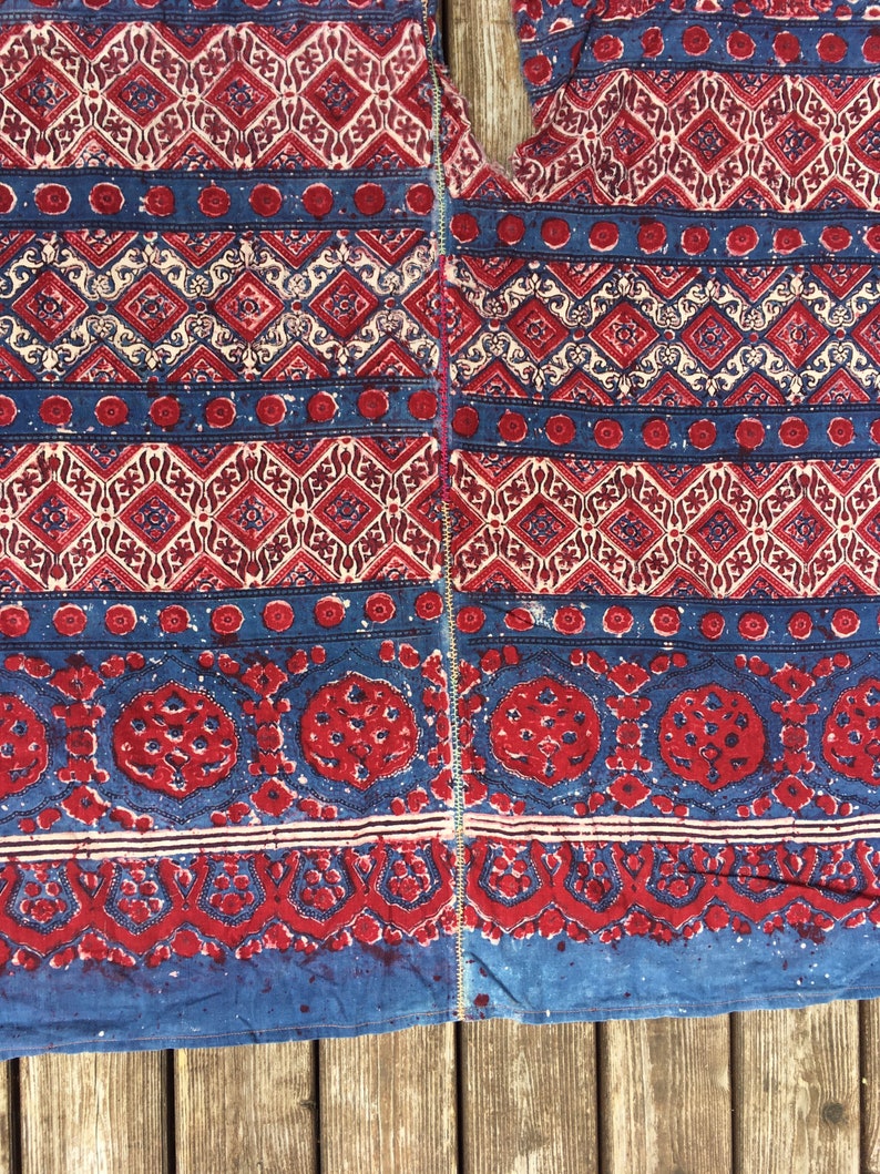 India Block Print Bedspread Sheet Hand Blocked Double Ajrakh Indigo ...