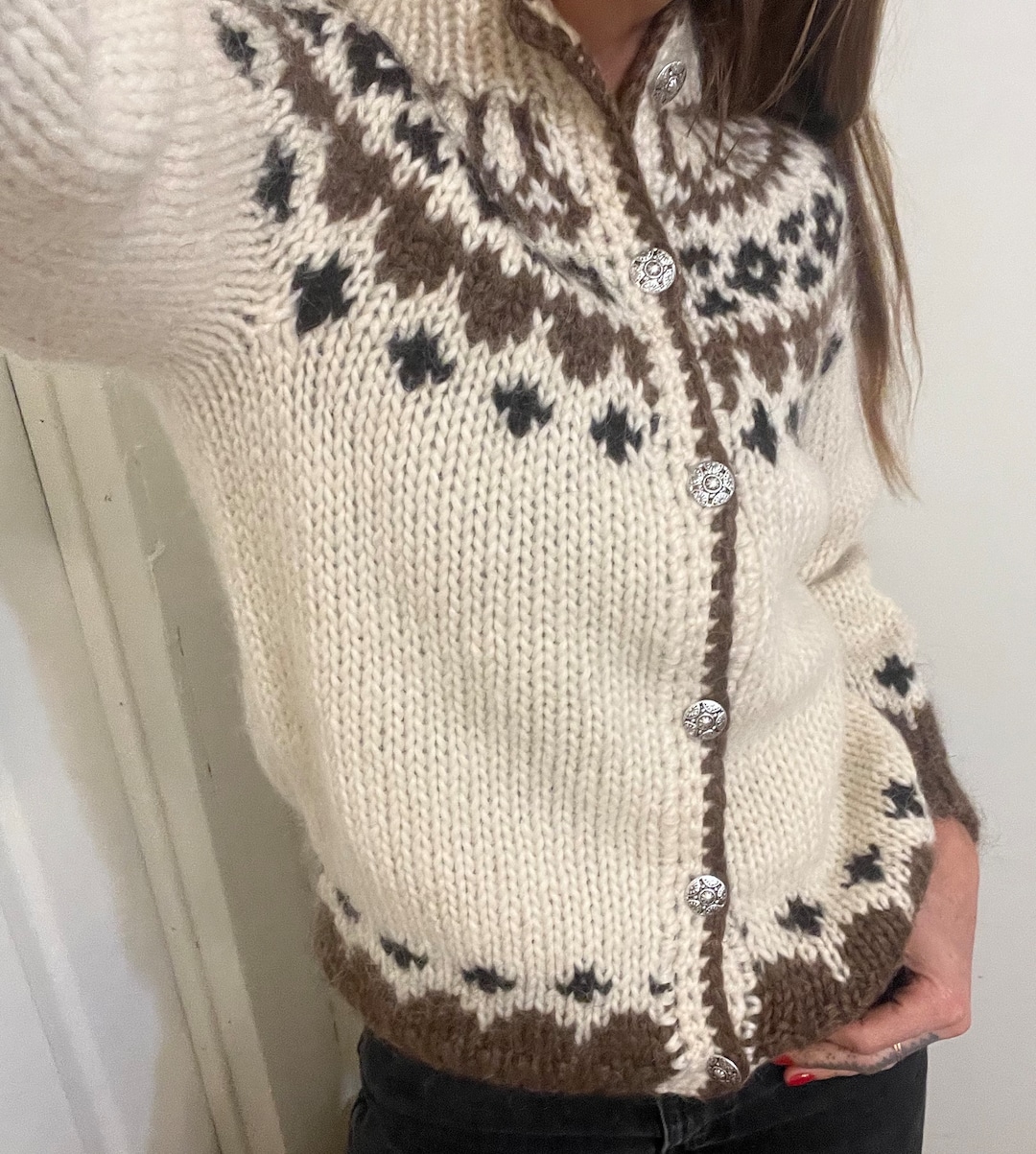 Pristine 1970s Icelandic Wool Cardigan Sweater Made in Iceland XS S ...