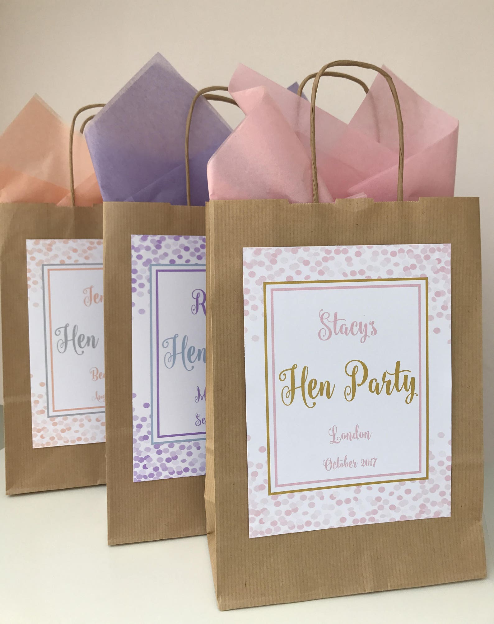 Personalised Hen Party Night Weekend Gift Favour Bag Confetti Vintage ...