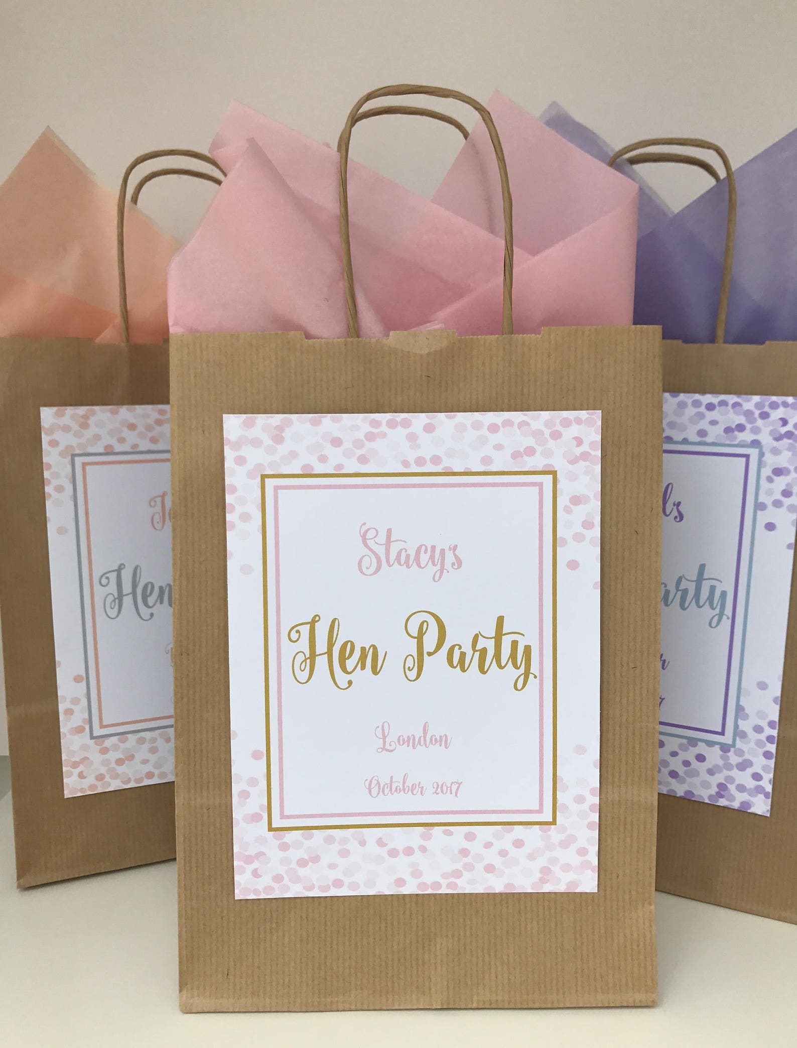Personalised Hen Party Night Weekend Gift Favour Bag Confetti Vintage ...