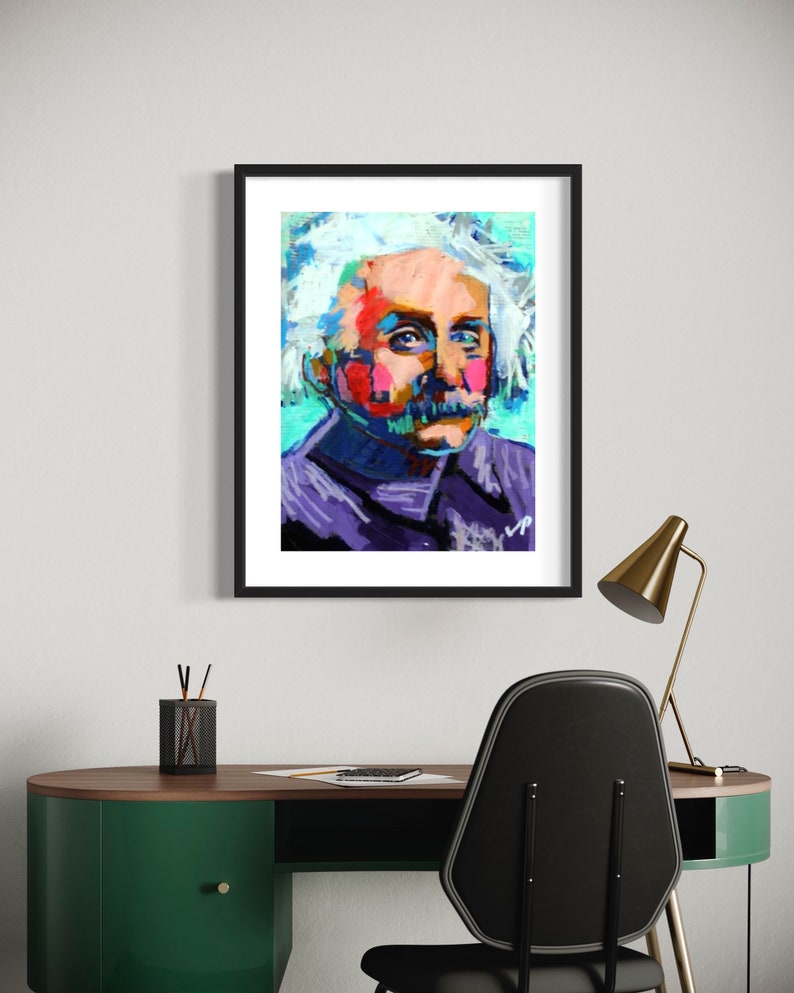 Albert Einstein Art Print: Contemporary Impressionism Portrait Giclee ...