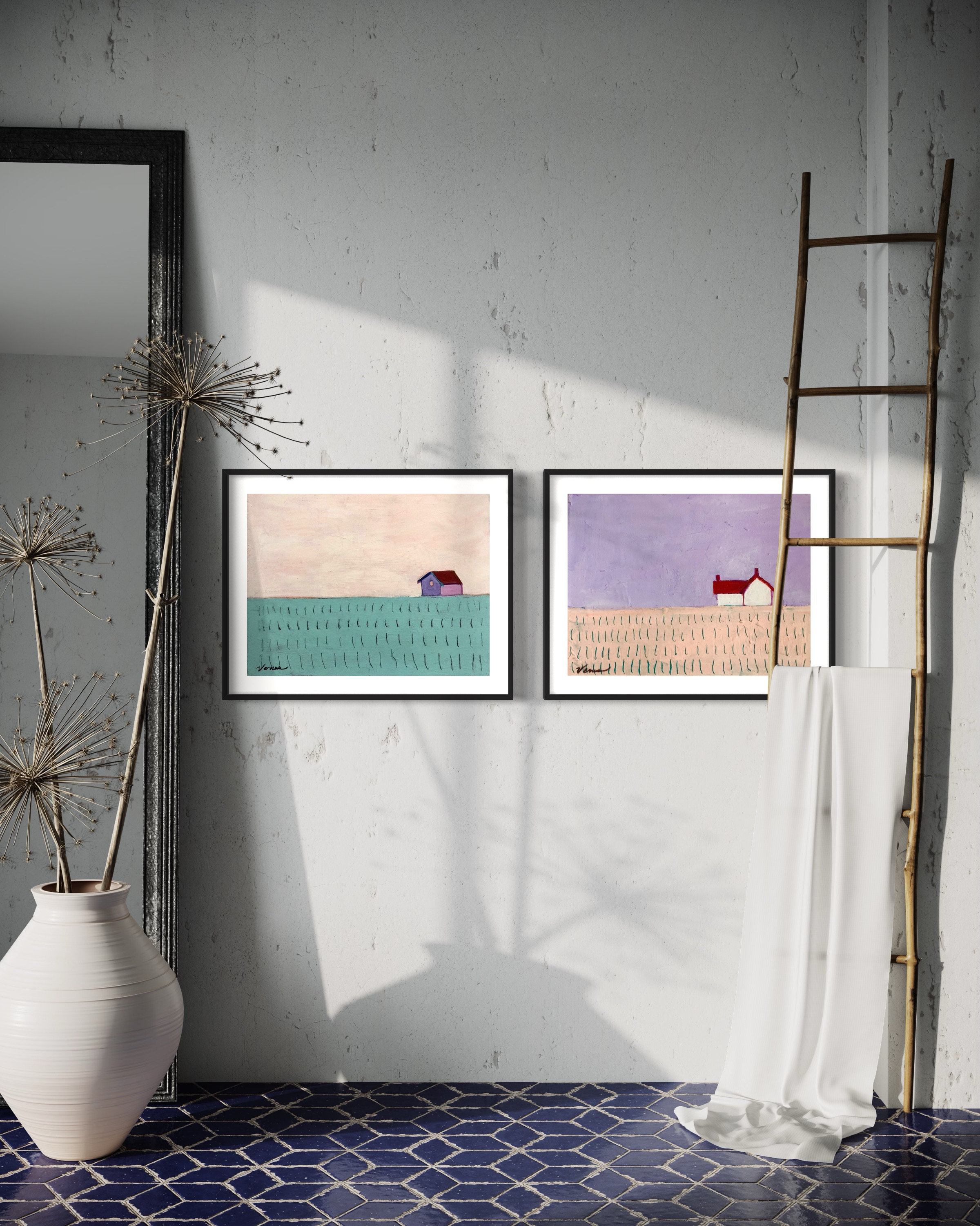Farmhouse Landscape ART PRINT: Contemporary Impressionist Painting ...