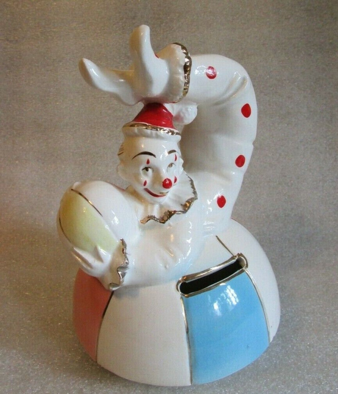 Vtg Art Deco Roly Poly Clown Circus Ball Bank Ceramic Signed JAPAN No ...