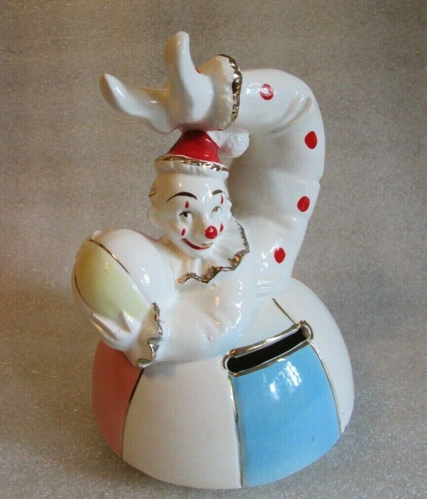 Vtg Art Deco Roly Poly Clown Circus Ball Bank Ceramic Signed - Etsy