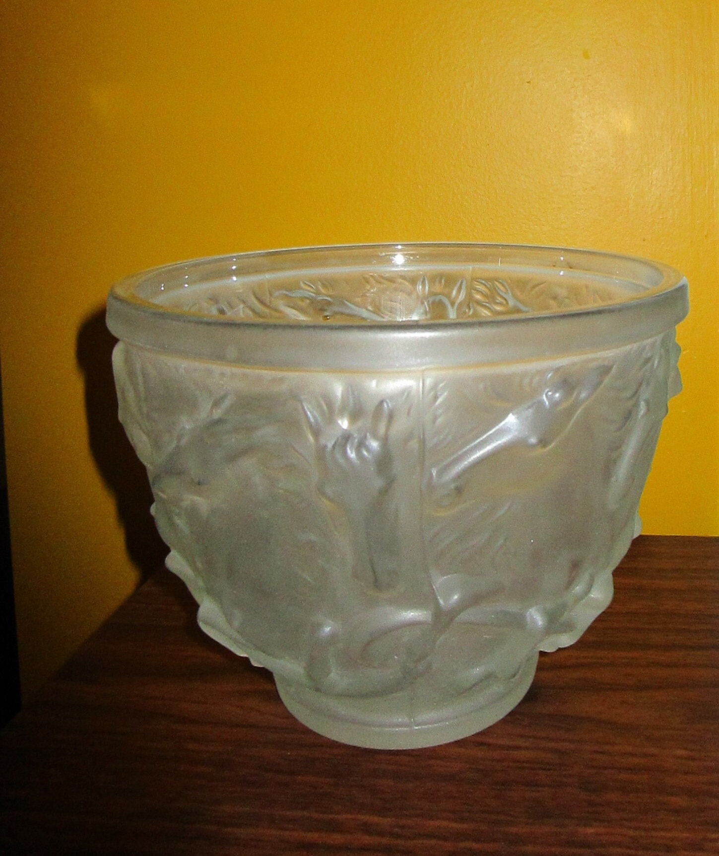 Art Deco Frosted Satin Czech GLASS Bowl Horses Barolac Inwald ...