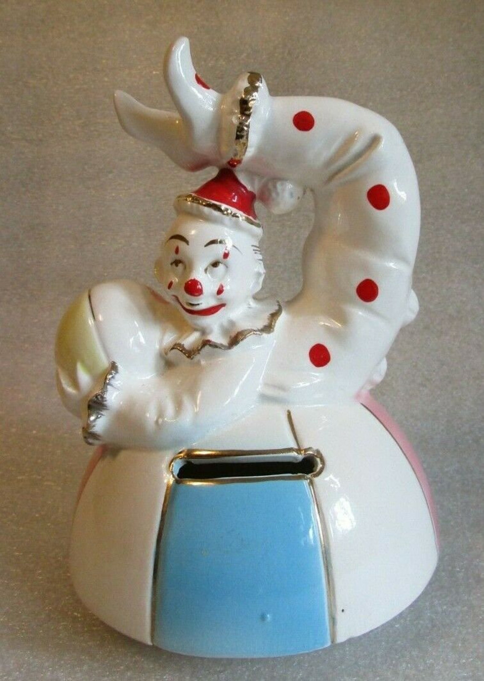 Vtg Art Deco Roly Poly Clown Circus Ball Bank Ceramic Signed JAPAN No ...