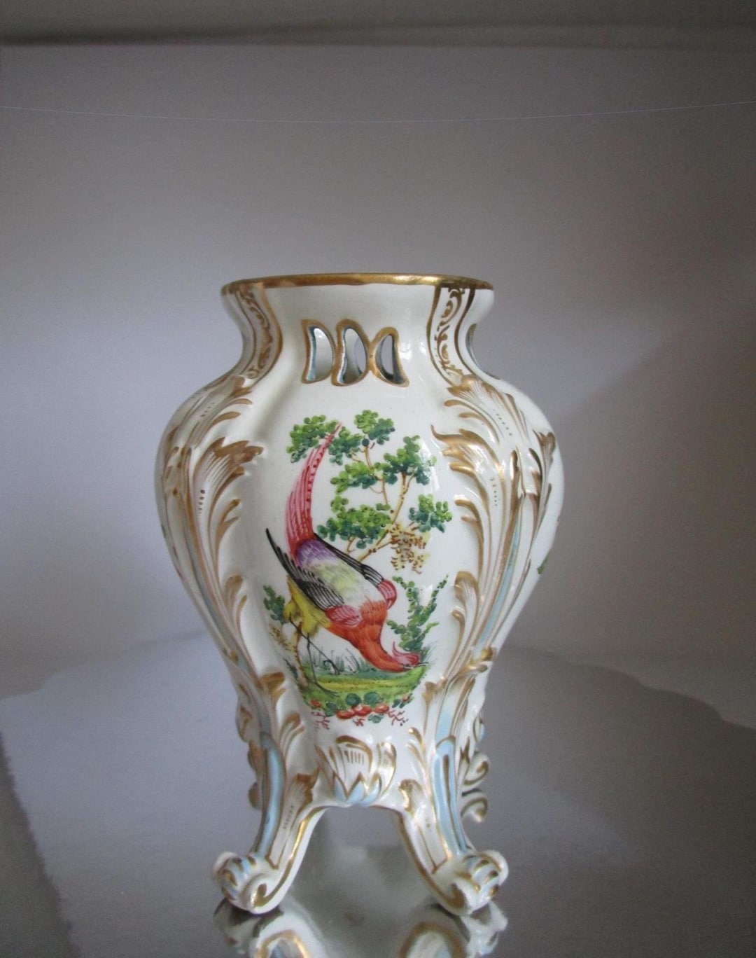 Antique Vase Chelsea Birds Gold Anchor Decorator Mark Dresden Germany ...