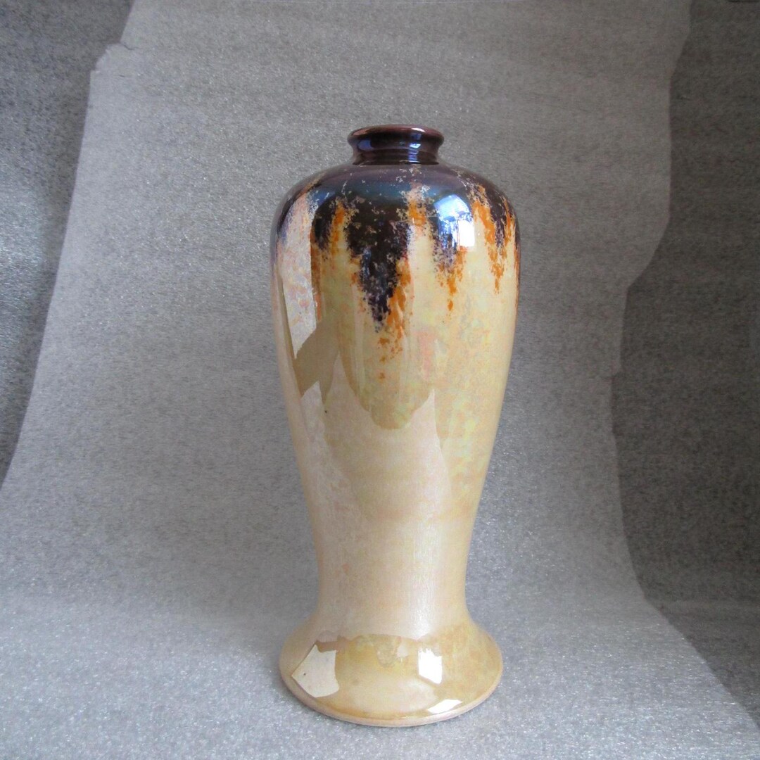 Antique Art Deco NORITAKE Porcelain Fairy Luster Oil Spot Dripware Vase ...