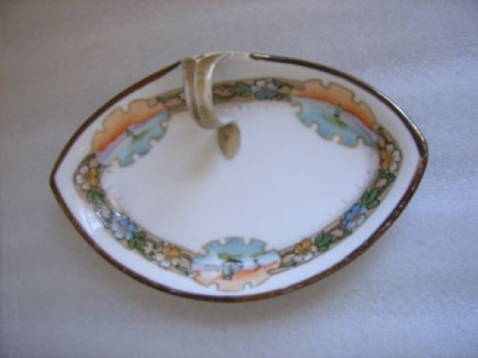 ANTIQUE NIPPON Signed Nappy With Hand Painted Sail Boat VIGNETTES and ...