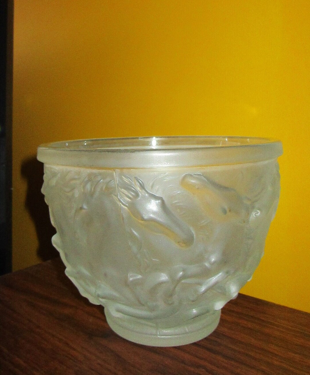 Art Deco Frosted Satin Czech GLASS Bowl Horses Barolac Inwald ...