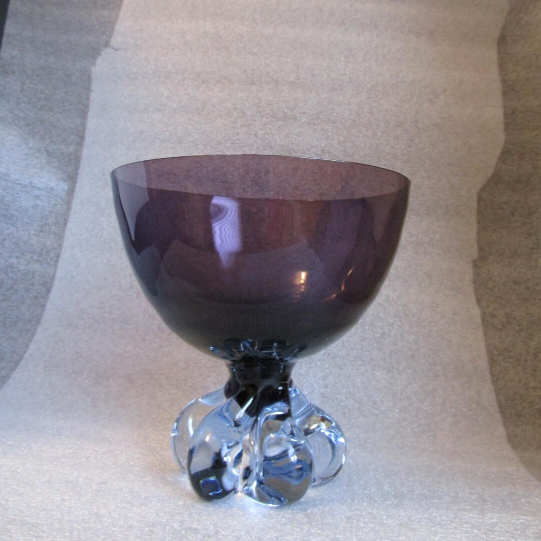 MCM Aqua & Amethyst Scandinavian Glass ASEDA Lobed Base a Bo Borgstrom ...