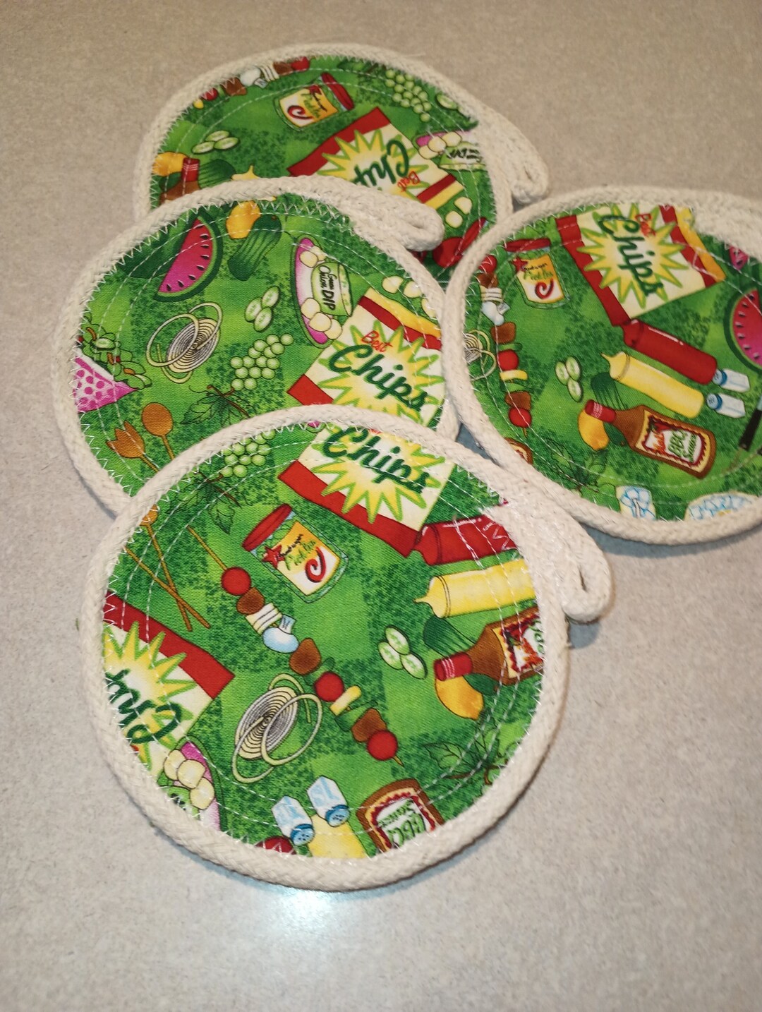 Set of Four 4 Fabric Coasters, Fabric Coasters, Multicolor Mug Rugs ...