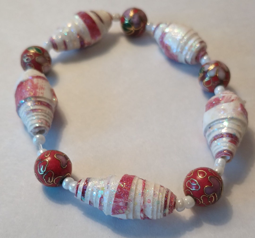 Paper Bead Bracelet -bracelet- Paper Bead Jewelry - Recycled Jewelry ...