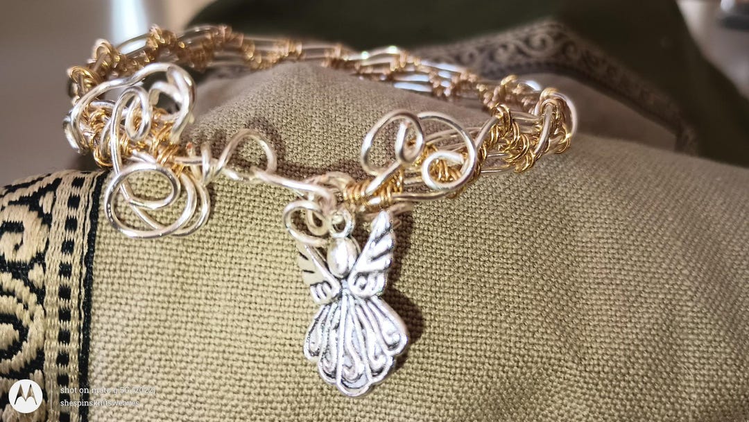 Gold and Silver, Handmade Bracelet, Gold Tennis Bracelet, Wire Wrapped ...