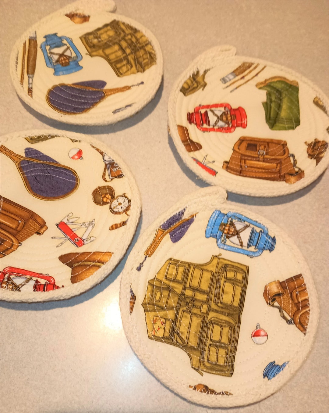 Set of Four 4 Fabric Coasters, Fabric Coasters, Multicolor Mug Rugs ...