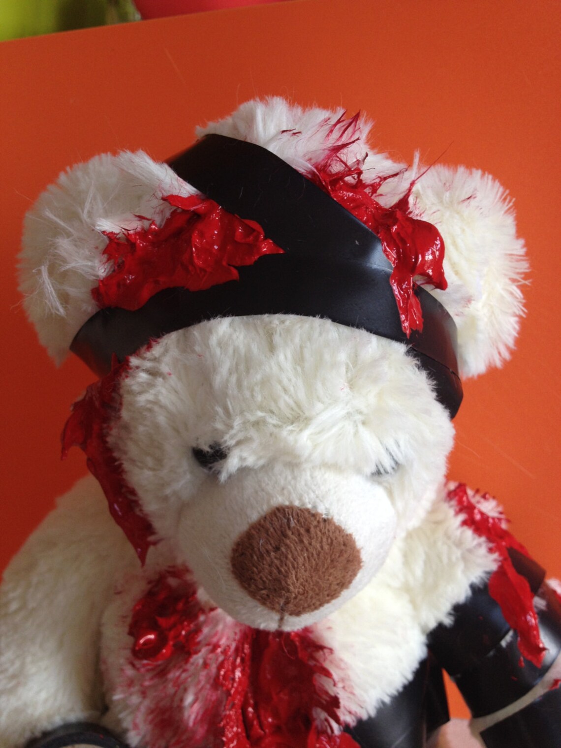 Taped Himself up Gore Bear, One-off, Horror Teddy, Bloody, Gory, Scary ...