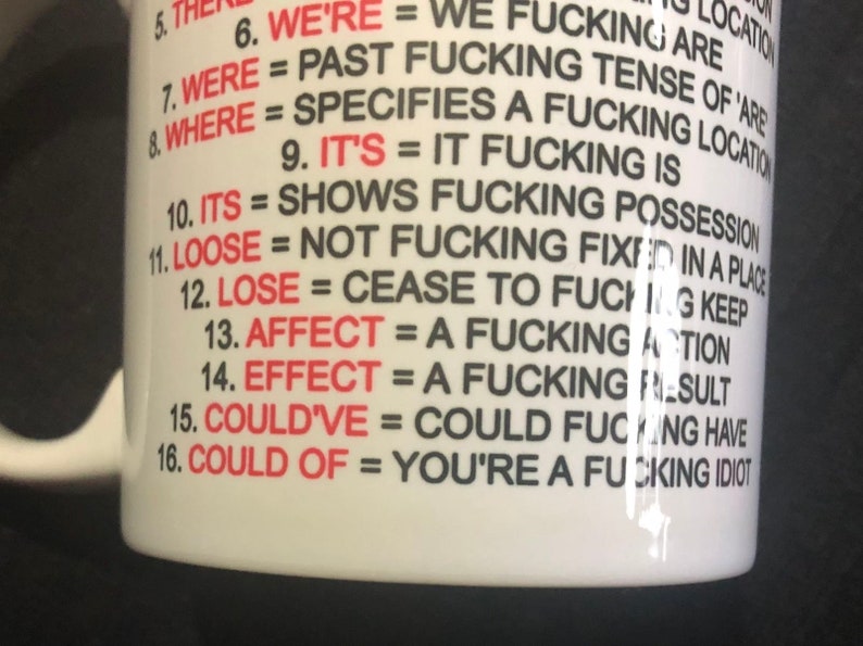 Funny Adult Grammar Mug WARNING: SWEARING You're - Etsy