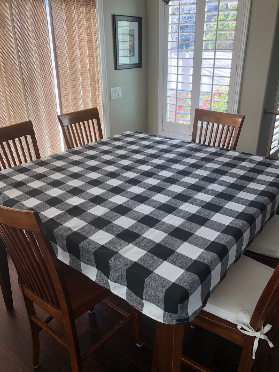 Square Plaid Tablecloth: Fitted Polyester Table Cover With 5" Drop - Etsy
