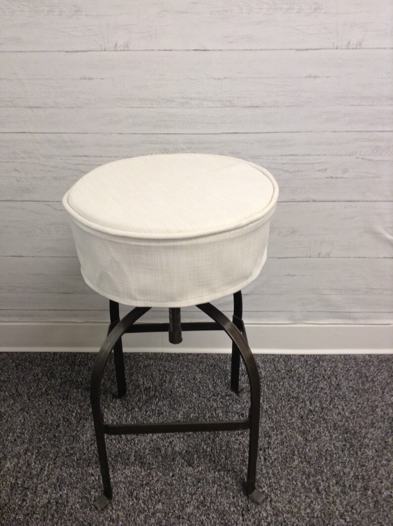 Round Skirted Barstool Seat Cover With Piping and Skirt in Washable ...
